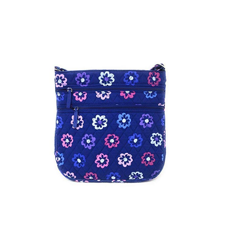 Vera Bradley Triple Zip Hipster Cross-body Bag with Updated Solid Interiors (Ellie Flowers)