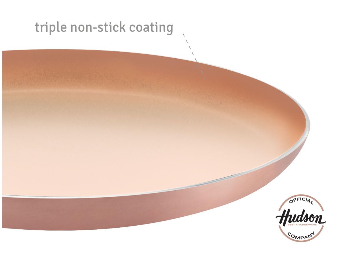 HUDSON Crepe Pan has Ceramic Nonstick, 8.7, Cookware, Pots and Pans, Copper