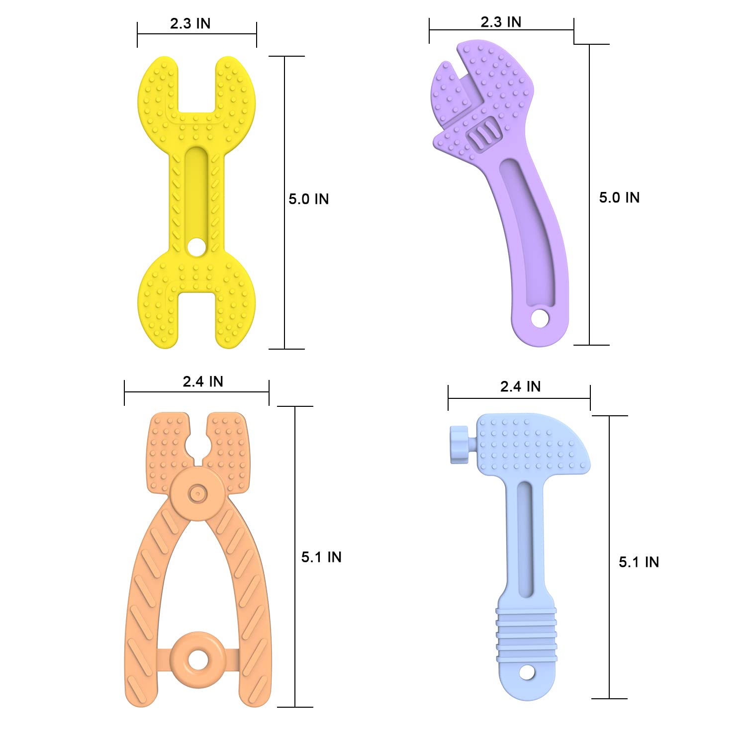 Zdolmy Teething Toys for Babies 0-6 Months 6-12 Months, Baby Teething Toys Set, BPA-Free Silicone, Soft Textures, Molar Teether, Easy to Hold, Easy to Clean and Freeze - 4 Packs