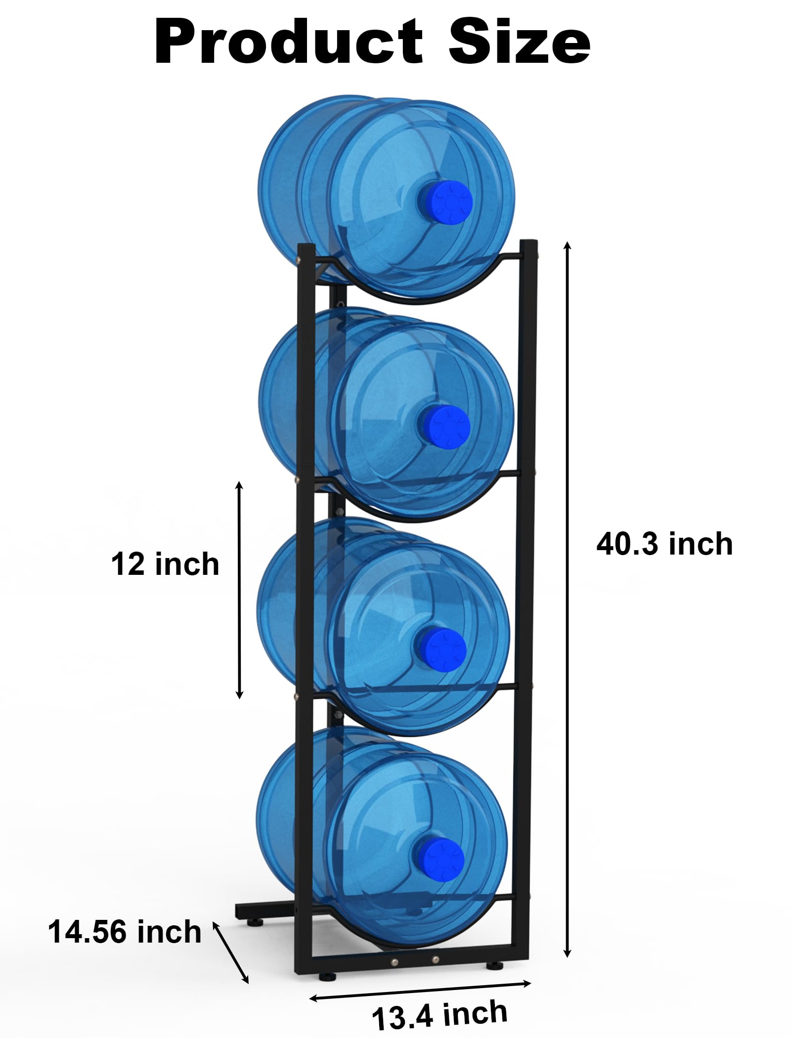 MYLOLF 3&5 Gallon Water Jug Holder: 3 4 5 6 Tier Storage 5 Gallon Coller Water Bottle Rack - 5 Gal Stackage Container Organizer Stand for Home Kitchen Garage（4 Tier）