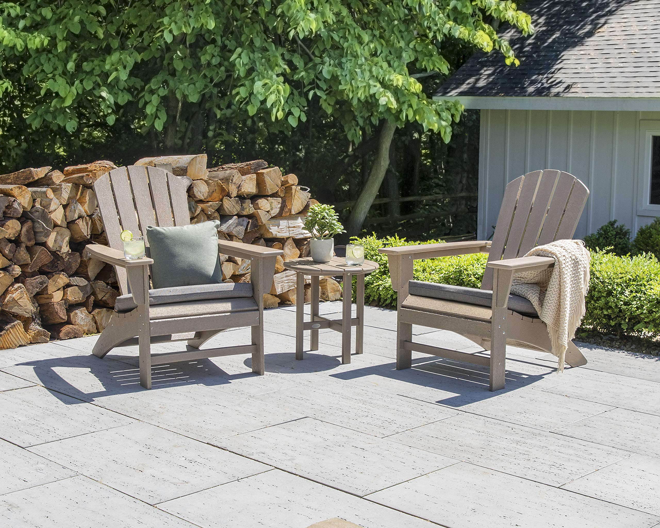 POLYWOOD Nautical 3-Piece Adirondack Chair Set