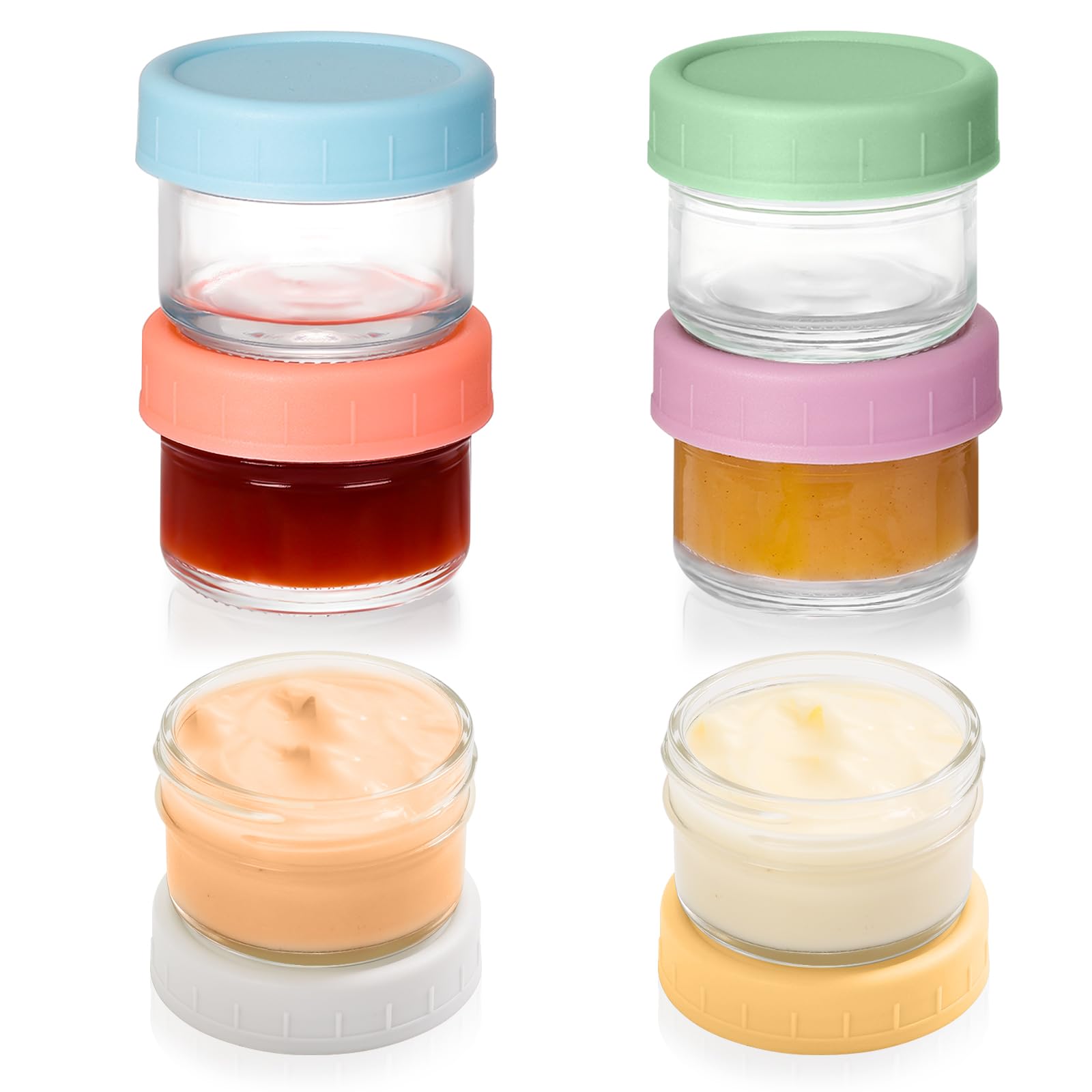 KITCHOP 6 Pack Salad Dressing Container To Go, 1.7oz Small Glass Dressing Containers with Lids, Condiment Containers for Lunch Box, Dipping Sauce Cups Set for Food, Salad Jars with Lids Meal Prep
