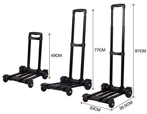 JF-XUAN Cart Foldable Trailer, Black Luggage Trolley Warehouse Truck