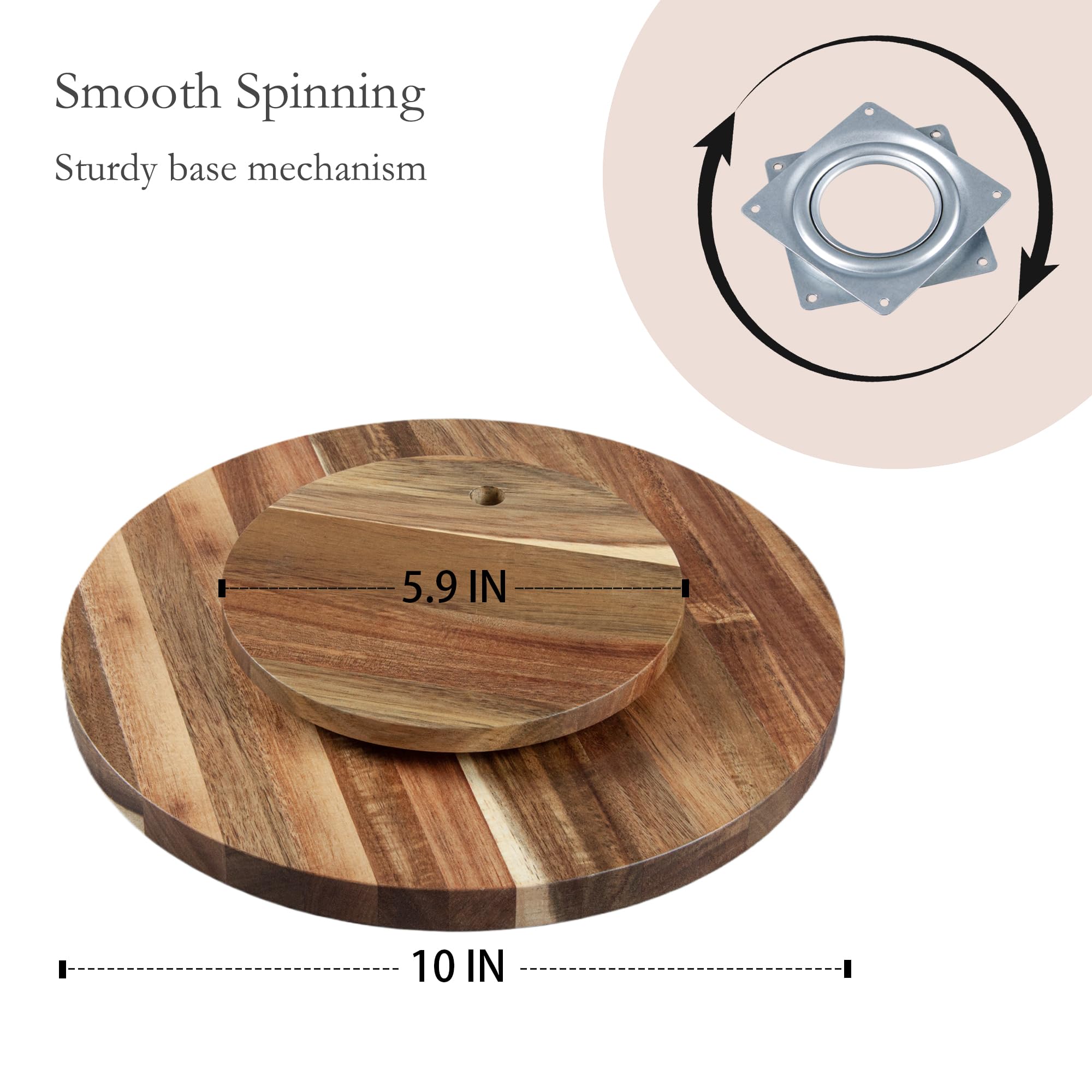 KITEISCAT 12-Inch Bamboo Lazy Susan Organizer Turntable, Rotating Lazy Susan for Cabinet, Table Top, Pantry, Vanity Countertop, Kitchen Organization - Spice Spinner, Makeup Organizer