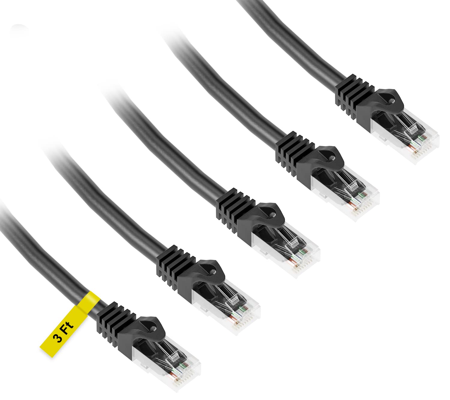 iwillink Cat6 Ethernet Cable 3 ft (5 Pack),Support POE High Speed Cat6 Cat 5e Cat 5 Network Patch Cord - RJ45, Stranded, UTP, POE, Pure Bare Copper Wire, 26AWG - Black