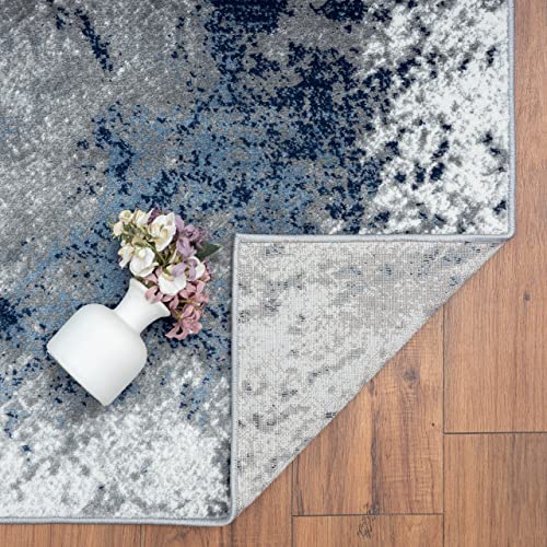 LUXE WEAVERS Cambridge Collection Abstract Area Rug 1685 Blue 5x7