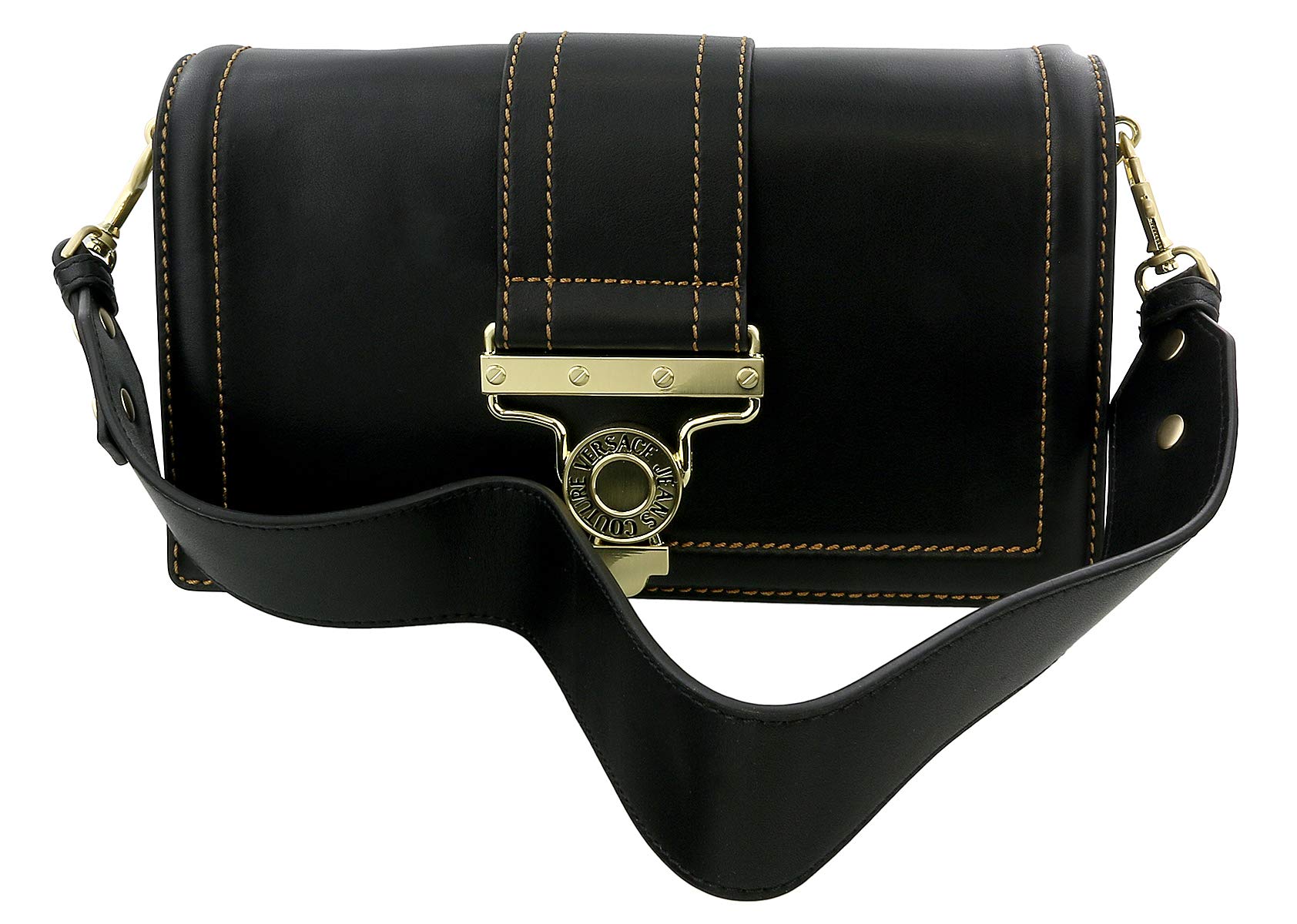 Versace Jeans Couture Black Black Buckle Crossbody Bag for Womens