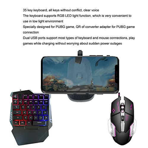 Gaming Keyboard Mouse Converter Professional One Hand Keyboard Mouse Dual USB Port