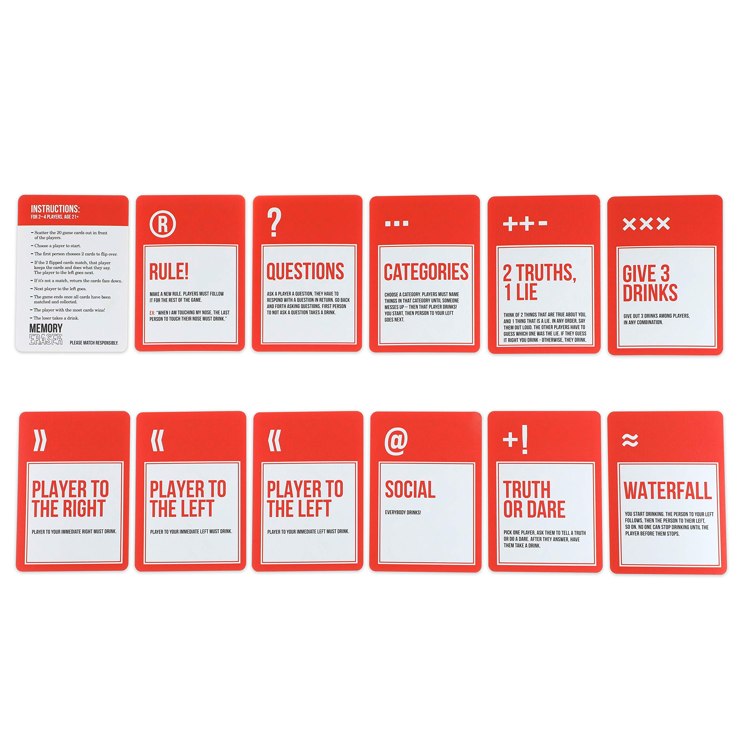 Foster & Rye Memory Eraser - Card Matching Adult Drinking Games for Adults Only - Board Games for Drinking