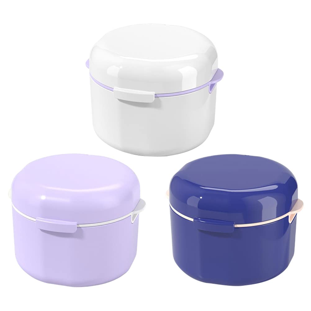 kekafu Denture Bath Box Cup, Denture Bath Case with Strainer Basket, False Teeth Storage Box Holder, Retainer Cleaning Box, Soak Cup ,with braces chewable tablets, Braces removal tool and toothbrush