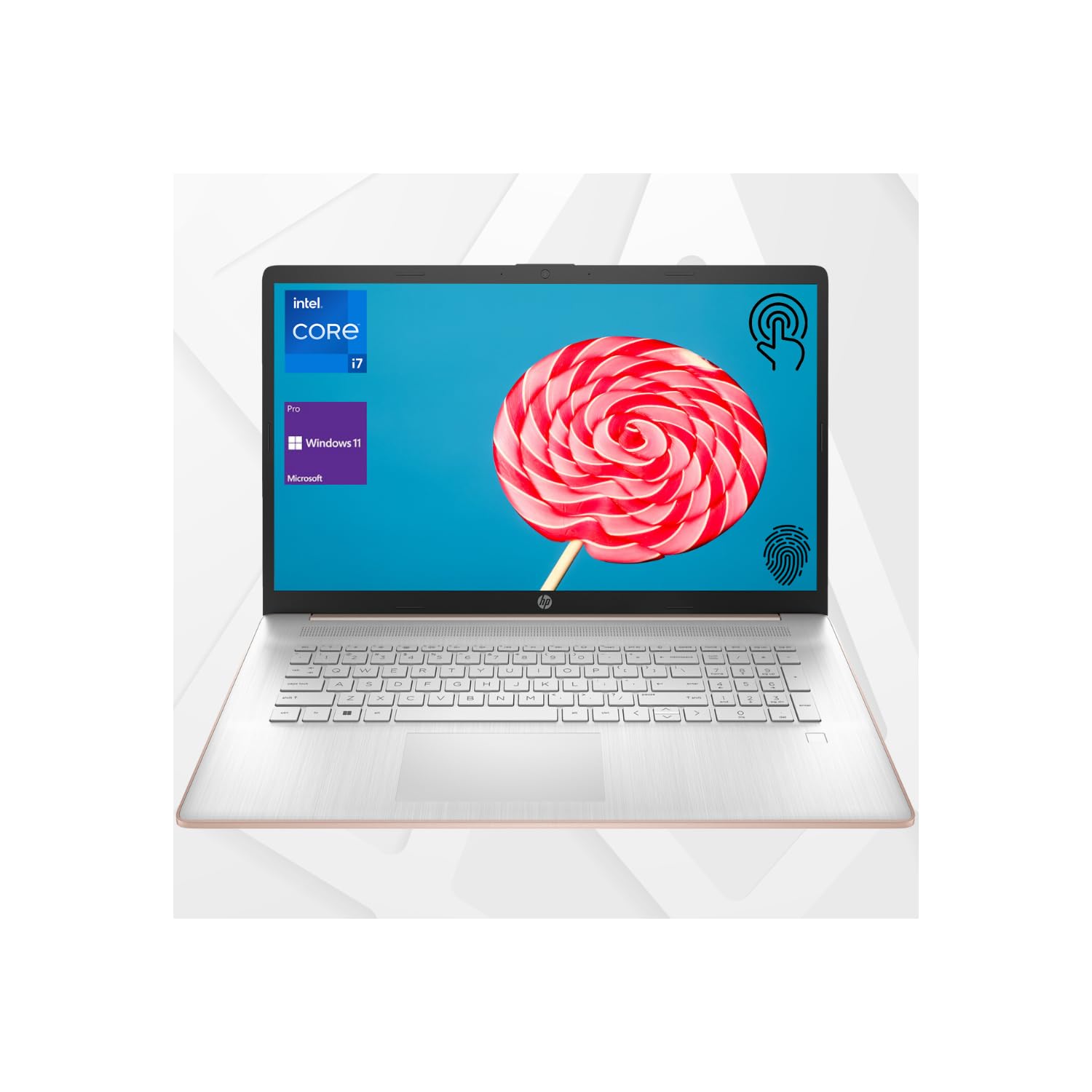 HP Essential 17t Buisness Laptop, 17.3" HD+ Touchscreen, Intel Core i7-1355U, 4GB RAM, 1TB SSD, Webcam, HDMI, Backlit Keyboard, Fingerprint Reader, Wi-Fi 6, Windows 11 Pro, Pale Rose Gold