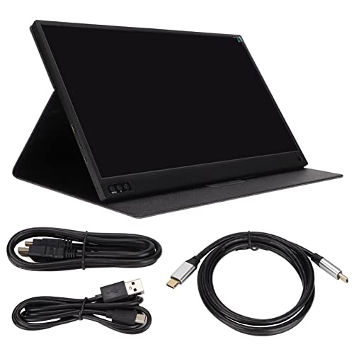 Jeanoko USB C Monitor, 15.6in USB C Dual Speaker HDR Technology External Mobile Screen for Phone for Laptop for Switch