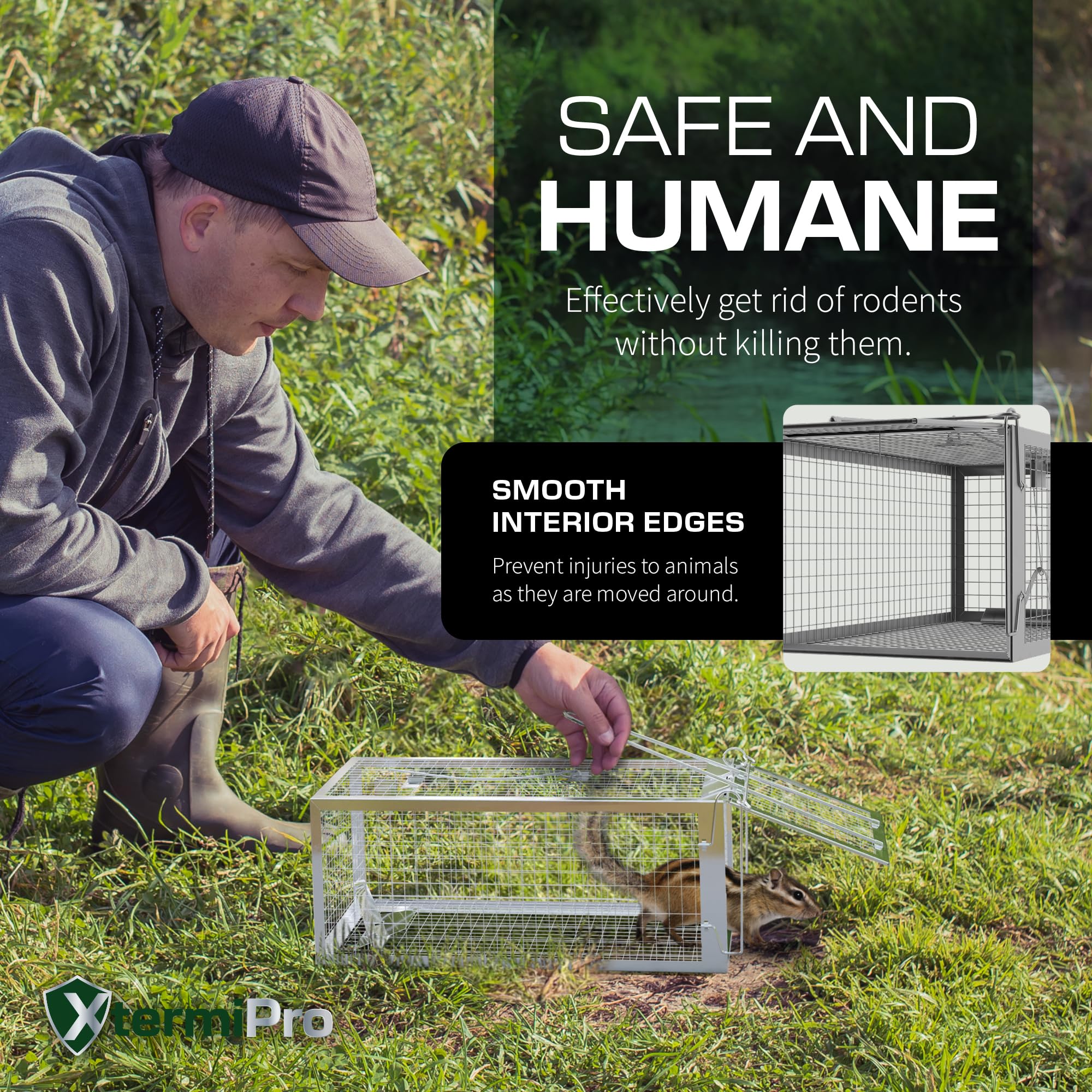 Humane Squirell Trap, Chipmunk and Rat Trap Cages That Works, Humane Mouse Trap for Home | Catch and Release | Reusable and Durable | No Kill Animal Trap | for Inside Home and Outdoor Use