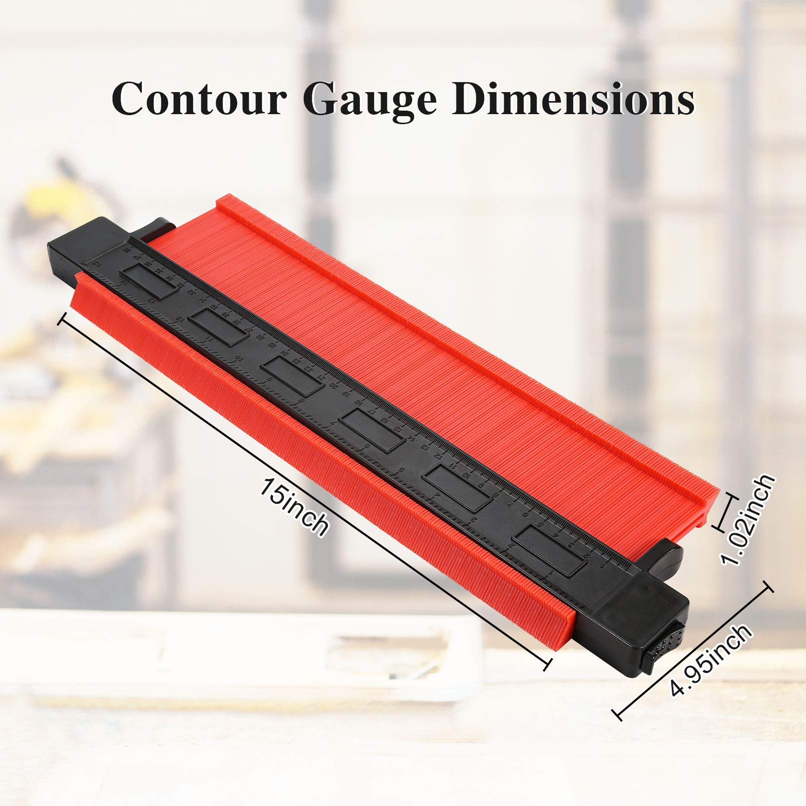 Holulo 15inch Contour Gauge with Adjustable Lock,Contour Duplication Gauge Profile Tool,Precisely Copy Irregular Shape Duplicator for DIY Handyman, Construction,Corners
