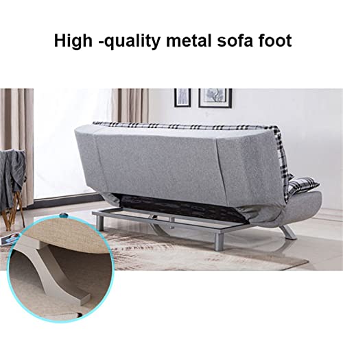 JHKZUDG 2 Seater Settee Sofa Bed,Modern Linen Upholstered Sofa Living Room Chair Couch with Metal Legs, 3 Angles Adjustable Back,for Living Room, Office, Room,Dark Gray,150 × 85 × 90cm