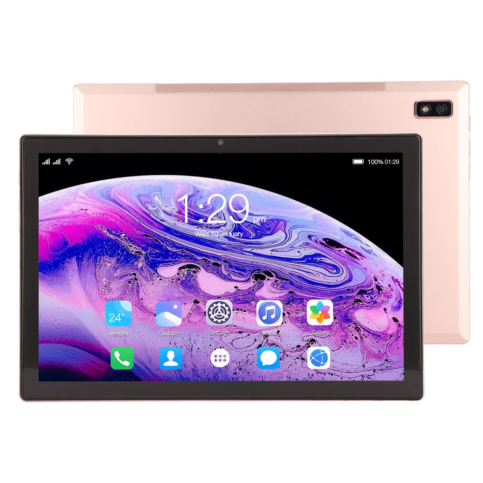 EBTOOLS 10in Gold 4G Call Tablet 6GB RAM 128GB HD IPS Screen Portable Tablet for Android 11 (US Plug)