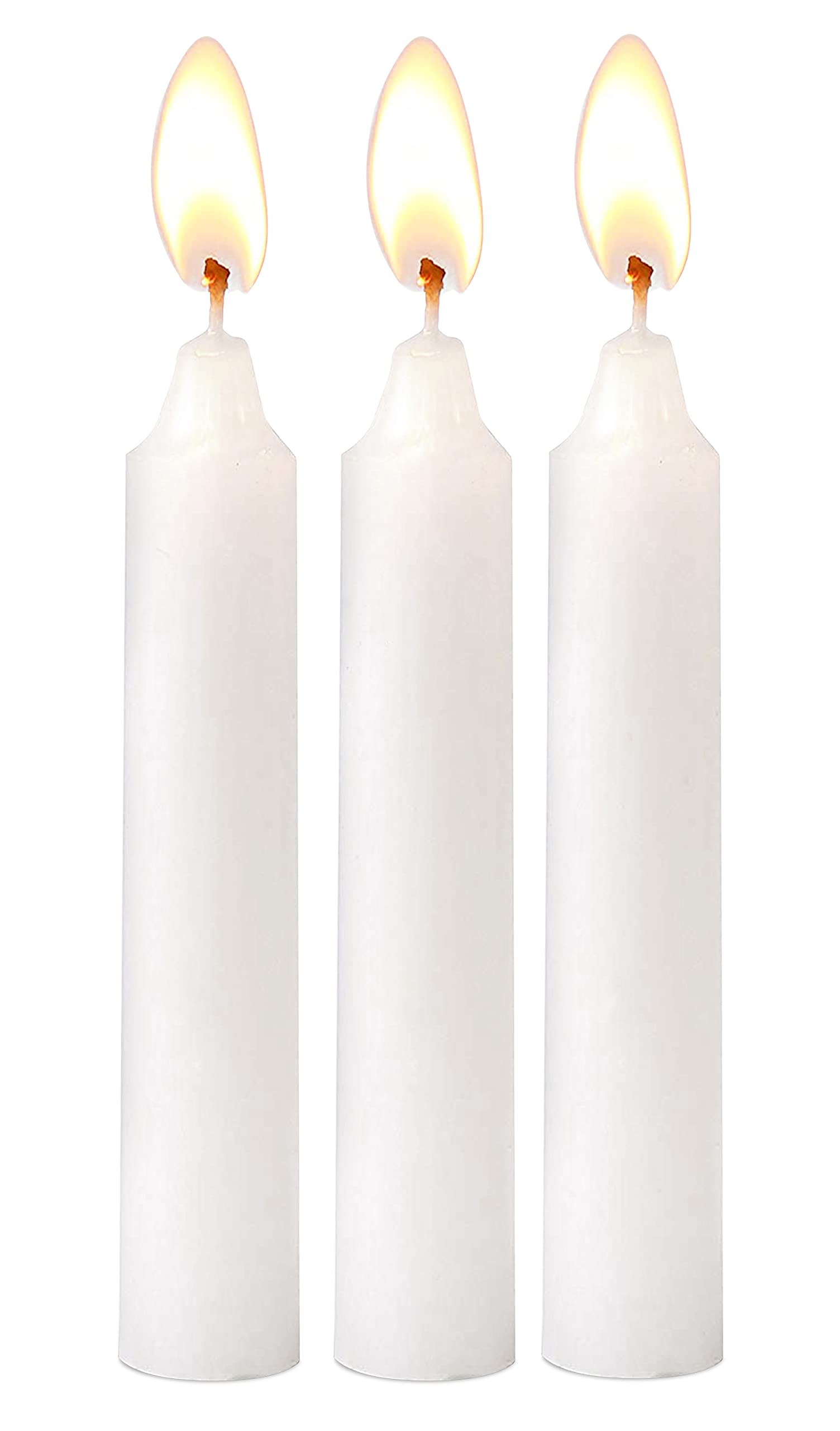 Ner Mitzvah Classic White Taper Candles β 7 Inch Candles - 60 Bulk Pack - for Shabbat Candles, Dinner Tables, Restaurants, Ceremonies and Emergency - 6 Hour Burn Time