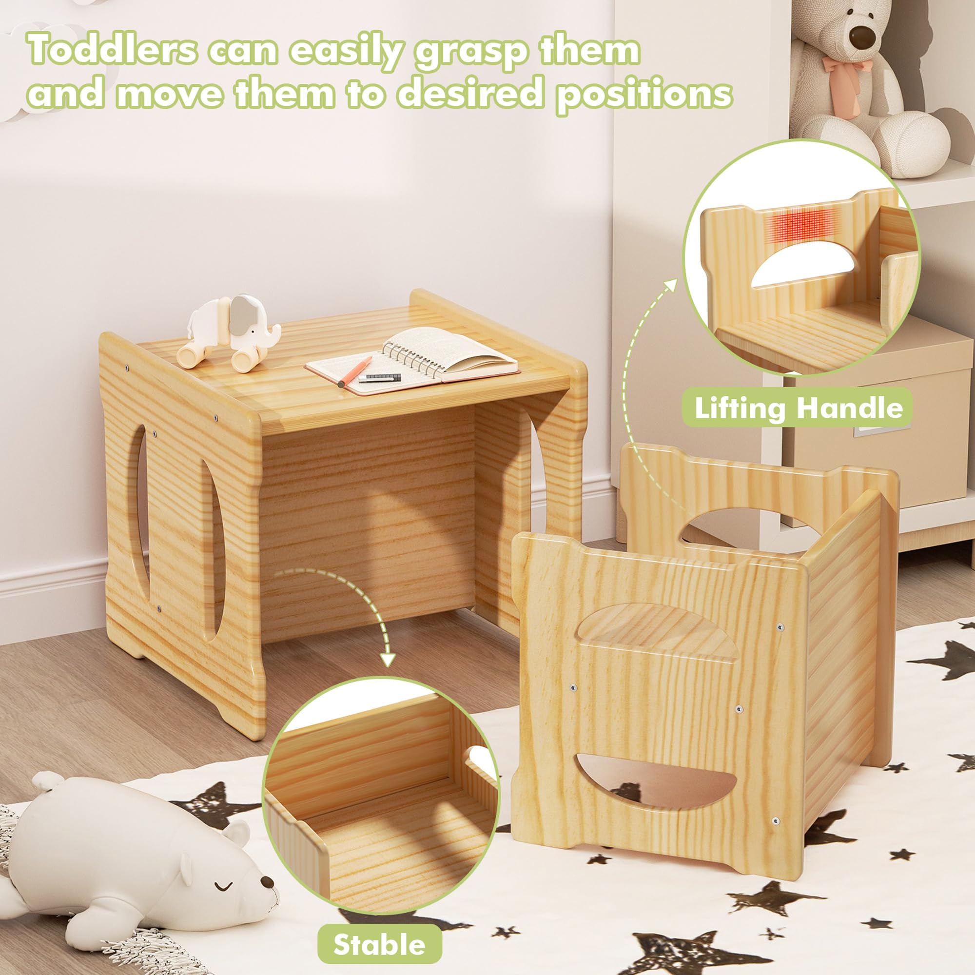 NOVGOBHOT Montessori Weaning Table and Chair Set, Toddler Activity Table and Chair Set, Multifunctional Montessori Furniture Learning Eating Table for 1-4 Age Toddler Gift
