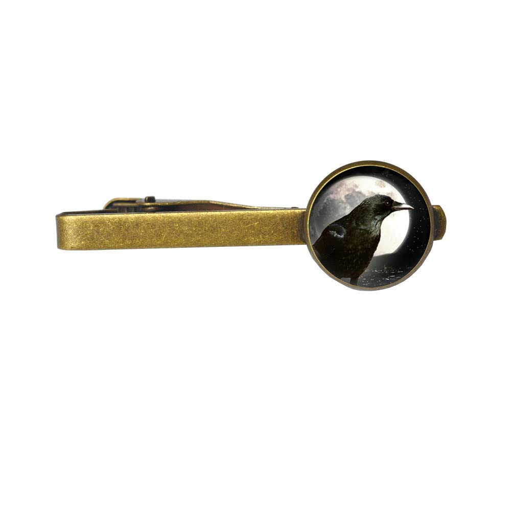 Fashion Charm Full Moon Crow Round Tie Pin Tie Clip,Men's and Women's Tie Pin Tie Clip,TAP246