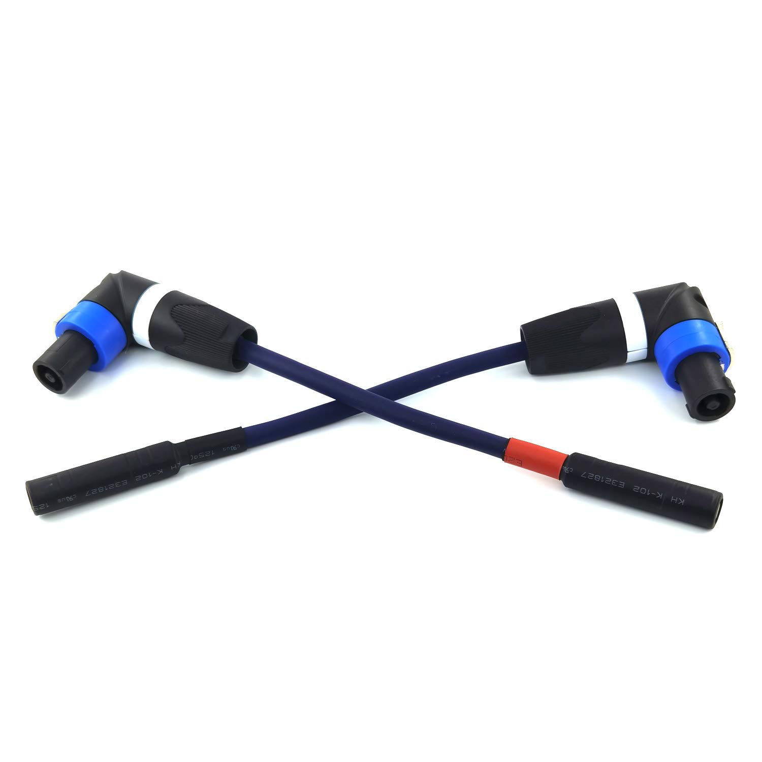 WJSTN-19 1/4 TS Female to Right Angle Speakon Speaker Audio Cable Right Angle Speakon To6.35 mm(Female) Mono Jack Adapter,1/4" to Twist Lock Right Angle Speak-on Cord -2 Pack (6IN)