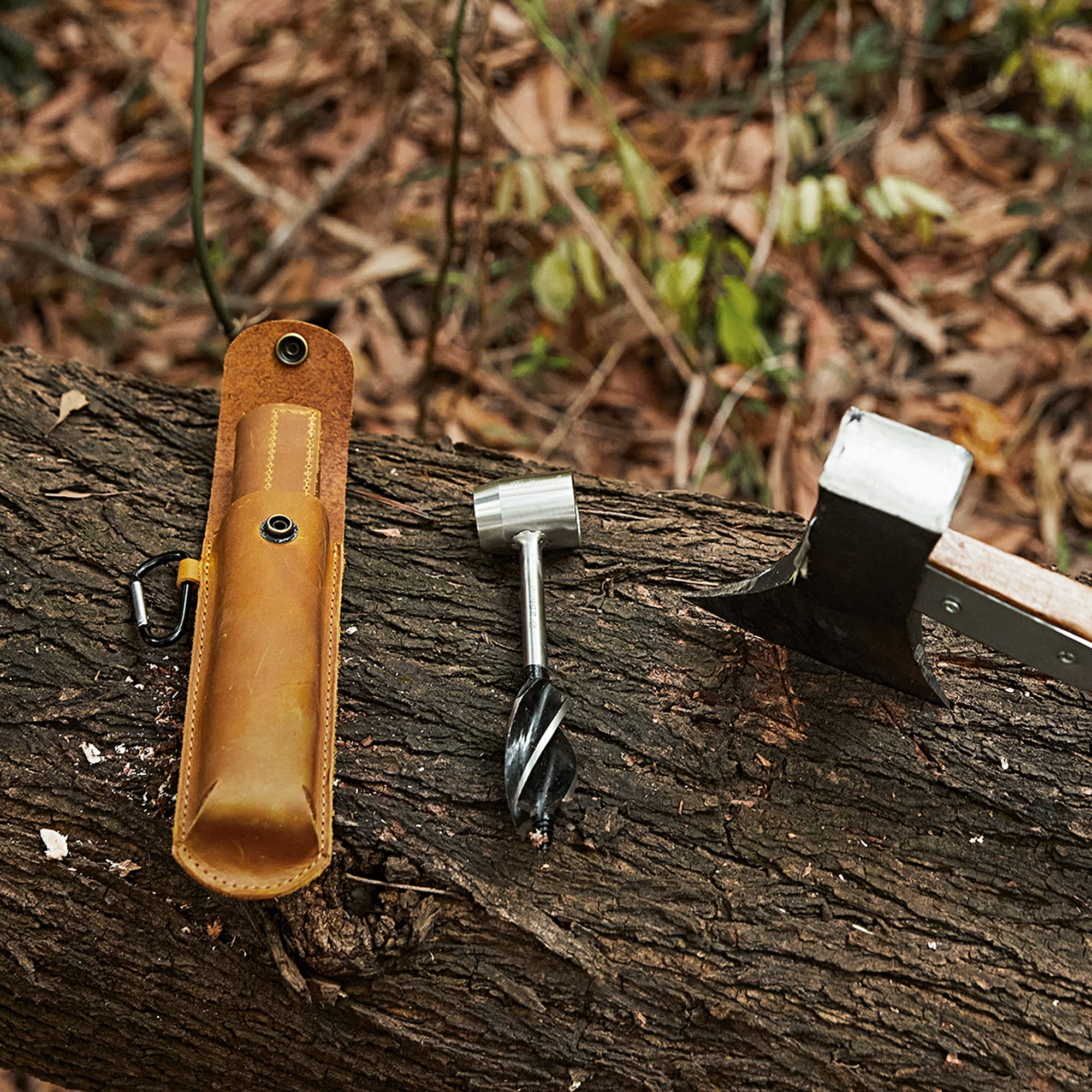 Jeereal Bushcraft Hand Auger Wrench, Scotch Eye Wood Auger Drill,Manual Auger Hole Maker Bushcraft Gear Tools for Bushcraft Backpack and Camping (L-D25)