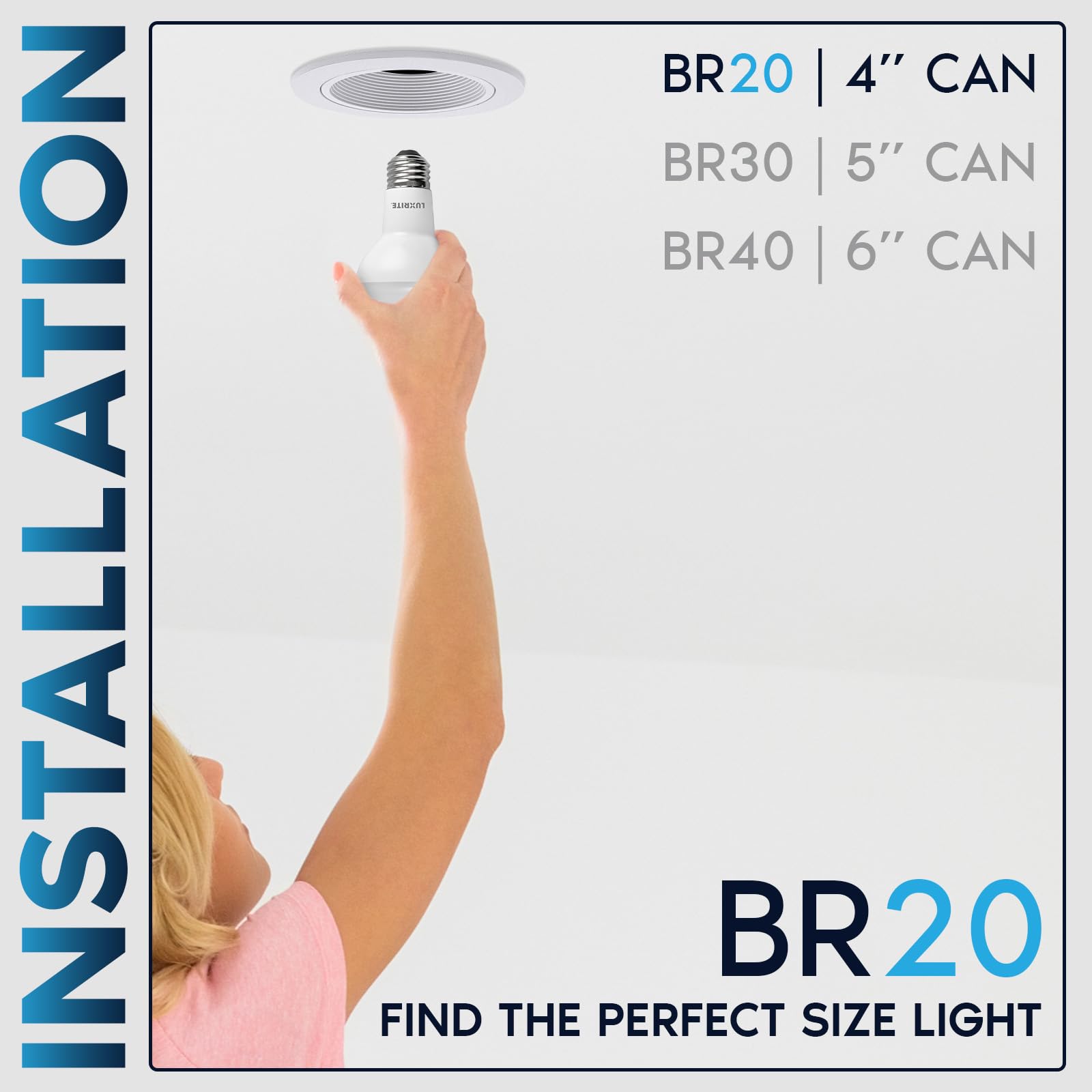 LUXRITE BR20 LED Bulb, 45W Equivalent, 3000K Soft White, Dimmable, 460 Lumens, R20 LED Flood Light Bulb 6.5W, Energy Star, Damp Rated, E26 Base, Perfect for Recessed and Track Lighting (4 Pack)
