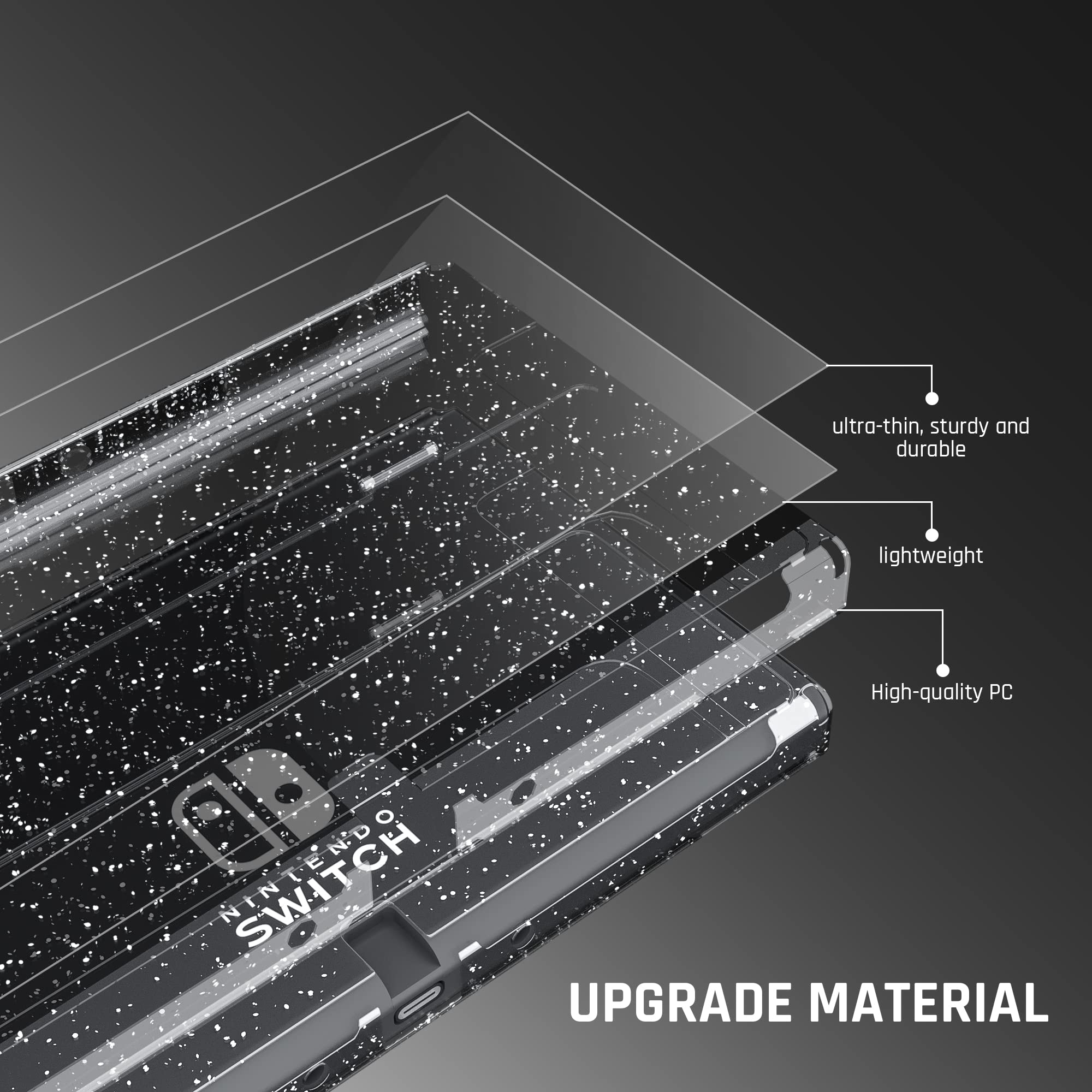 FUNDIARY Glitter Clear Case Compatible with Nintendo Switch OLED, Dockable Protective Cover for Switch OLED and Joy Con Controller, Hard PC Shell with Crystal Sparkly Design