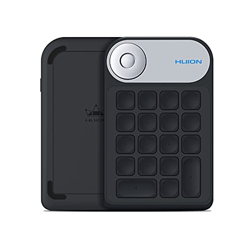 HUION Mini KeyDial KD100 Wireless Express Key Remote Control Shortcut Keyboard with Dial 18 Customized Express Keys for Graphics Drawing Tablet, PC, Mac, Laptop, Surface Pro