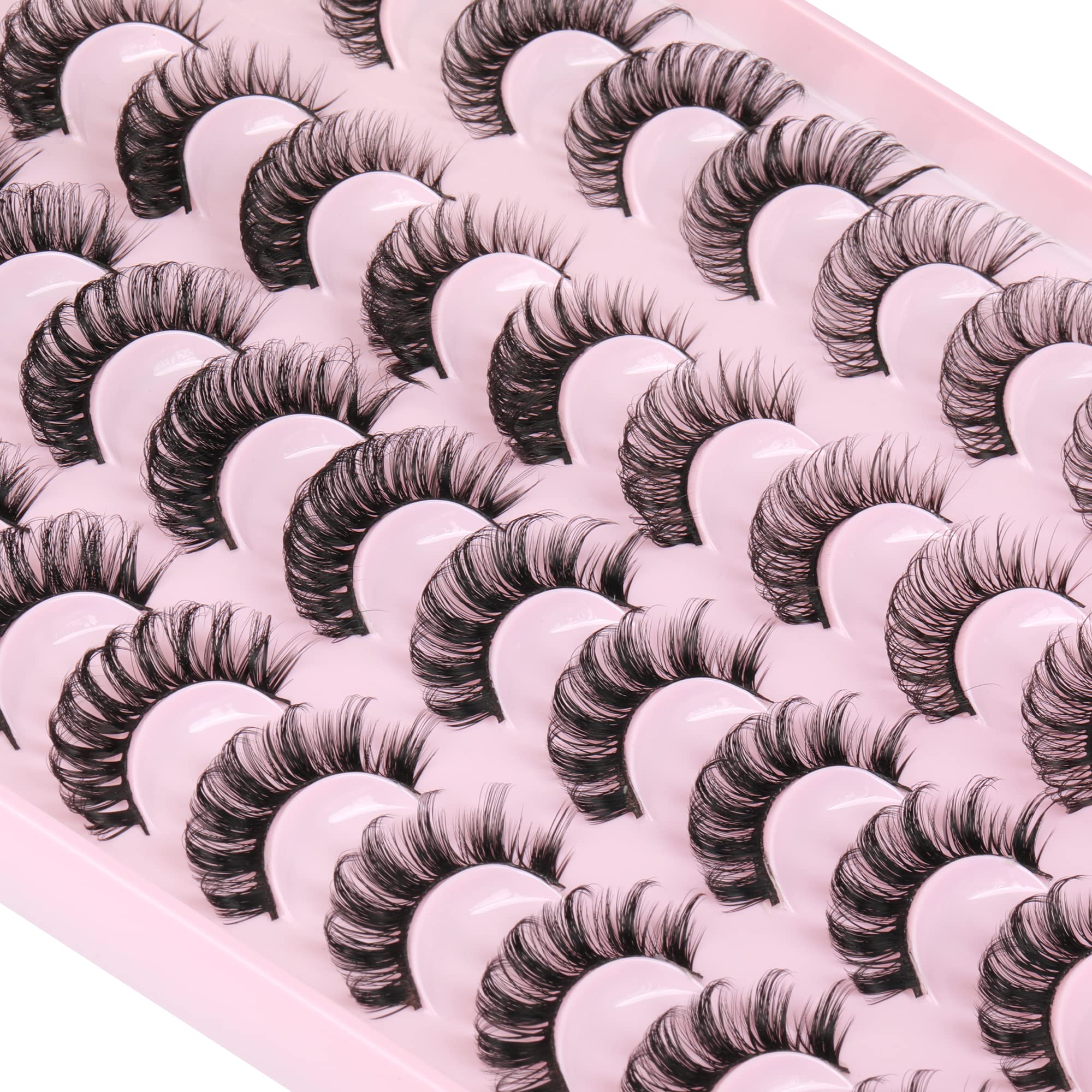 Ruairie False Eyelashes Natural Look Fluffy Wispy False Lashes Pack 20 Pairs 4 Styles Natural Lashes Russian Strip Lashes D Curl Cat Eye Fake Eyelashes Bulk
