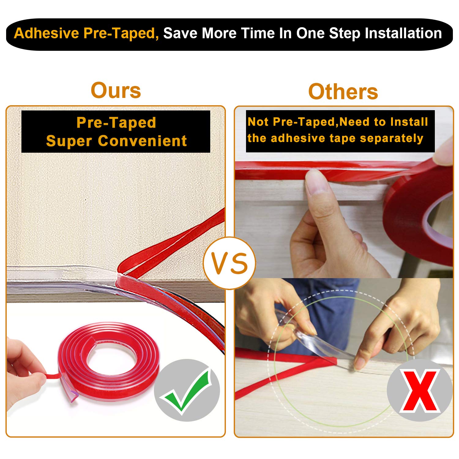 Edge Corner Protector,Baby Proofing Guards,Clear Soft Silicone Bumper Strip 20ft(6m) with Upgraded Pre-Taped Strong Adhesive,Round Child Safety Edge Protector(8pack) for Cabinets,Tables,Furniture