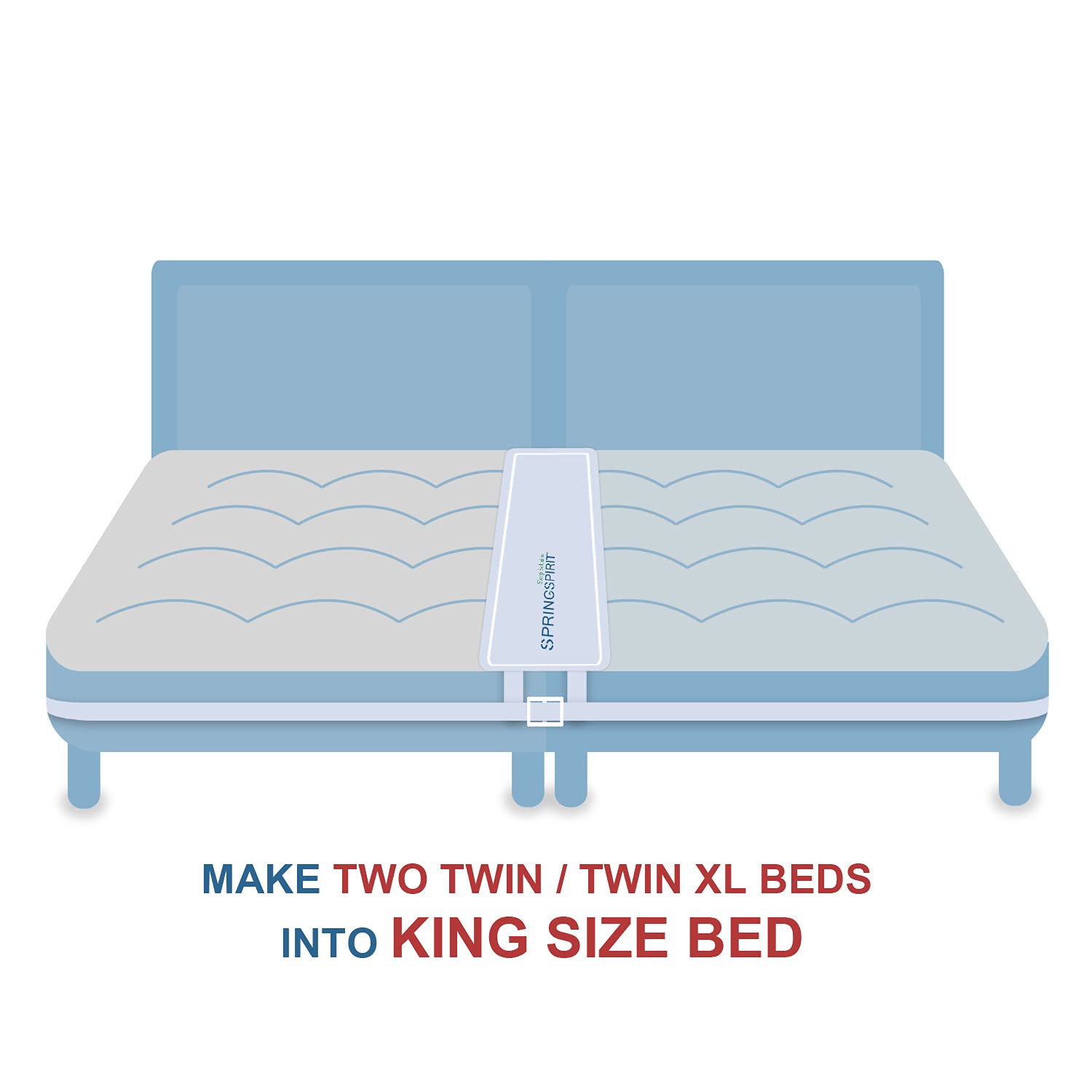 SPRINGSPIRIT Bed Bridge Twin to King Converter Kit - Improved Style, Mattress Strap Include, Twin Bed Connector for 2 Single Twin Mattress, Easy Assemble, Great for Stayovers & Guest.