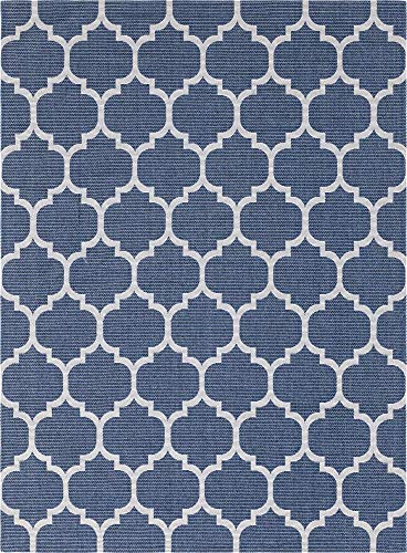 Rugs.com Georgia Collection Rug – 7' x 10' Navy Blue Flatweave Rug Perfect for Living Rooms, Large Dining Rooms, Open Floorplans
