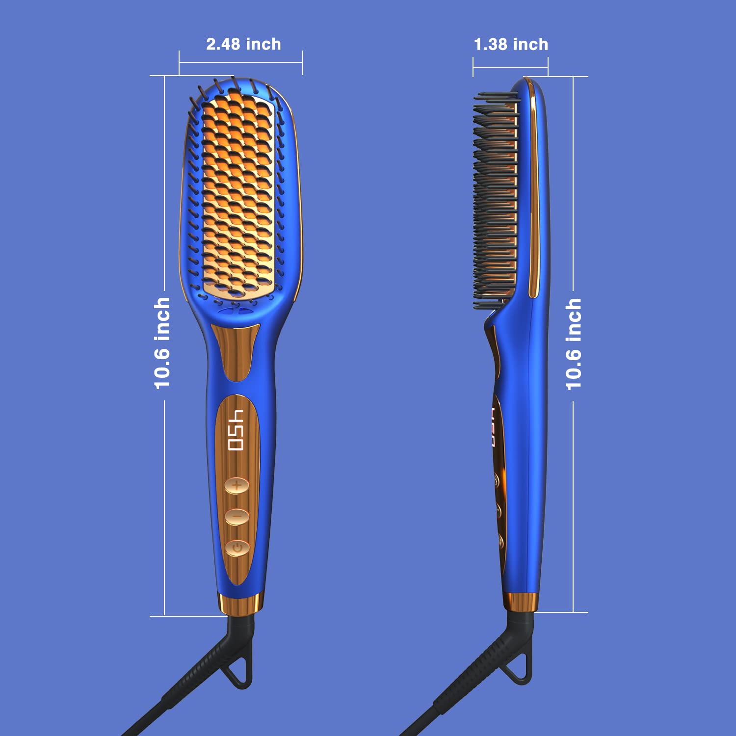 Hair Straightener Brush, 30s Fast MCH Heating Negative Ionic Hot Straightening Brush for Home Salon, Auto-Off Safety & Anti-Scald, Auto Temperature Lock with Universal Dual Voltage