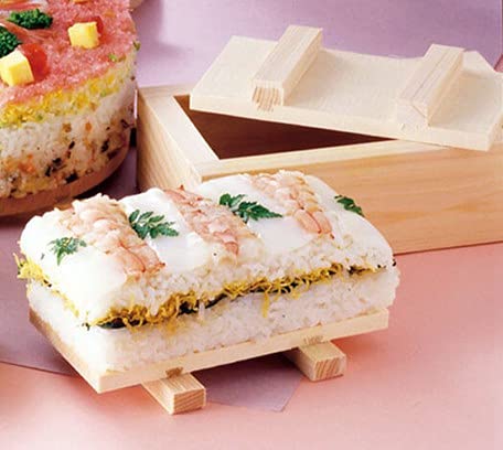 EDOYA Hinoki Wood Sushi Press Mold Oshizushi Made in Japan Vertical Cut (7 x 4 inch)