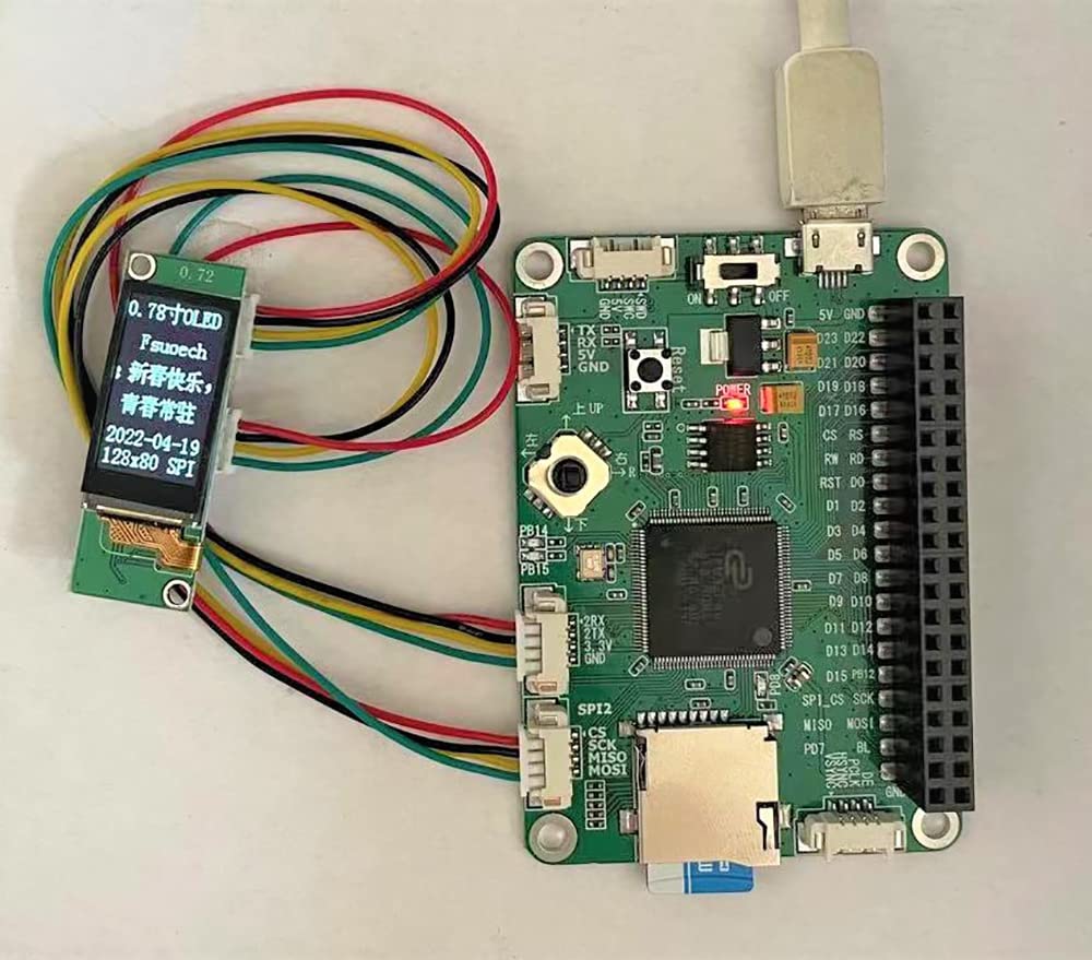 Fsuoech 0.78 Inch OLED I2C Display Module 128x80 SPI Serial Port and TKM32F499 Development Board