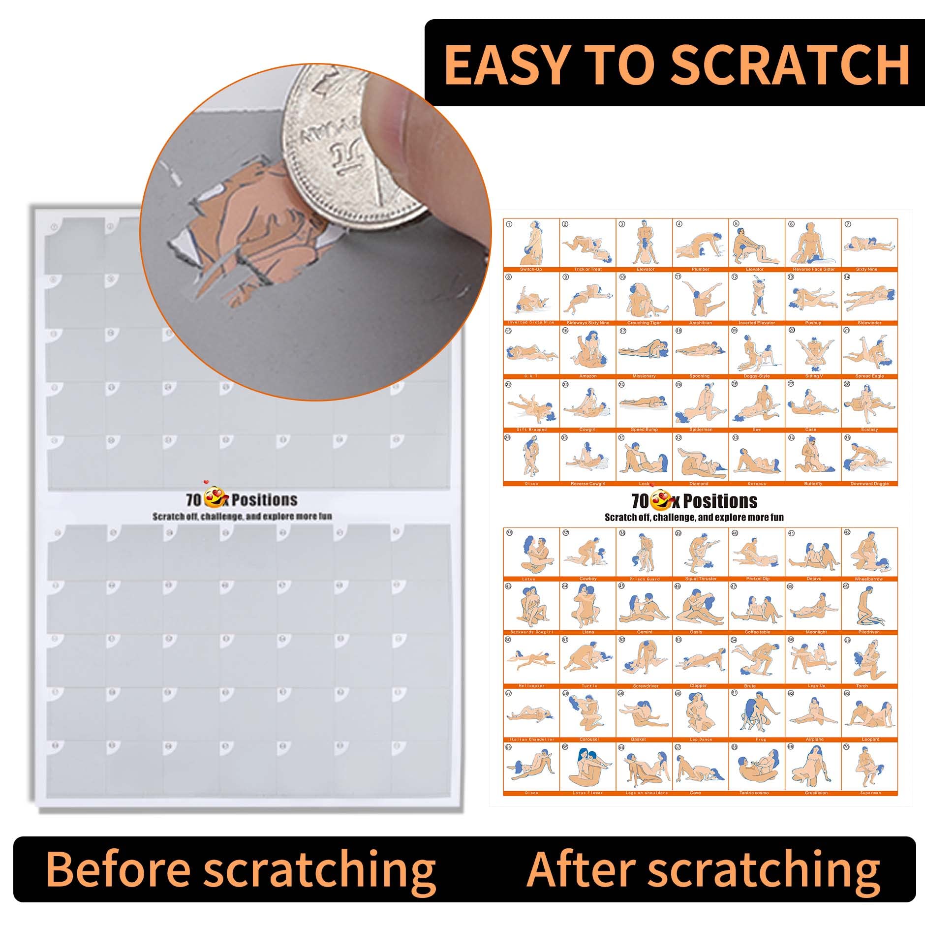 POSHTAIL 140 Adventure Challenge Couples Scratch Off Cards, Date Deck Scratch Off Posters for Couple