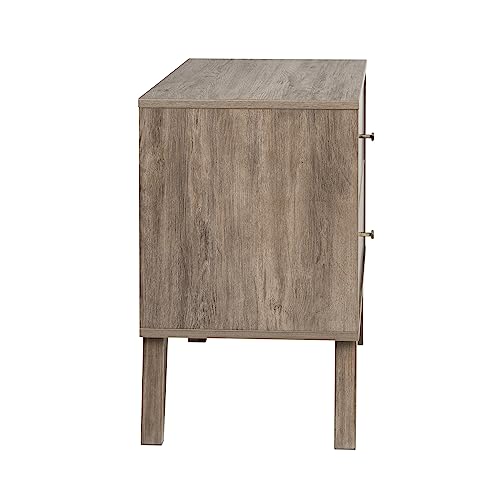 Prepac Milo Mid-Century Modern 2 Drawer Nightstand, Bedside Table, Contemporary Bedroom Furniture, 16"D x 25"W x 25"H, Drifted Gray