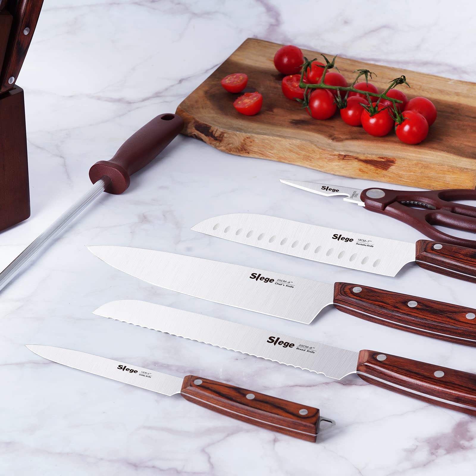 Knife Set,15-Piece Chef Kitchen Knife Set with Block Wooden, Knife Block Set with High carbon stainless steel