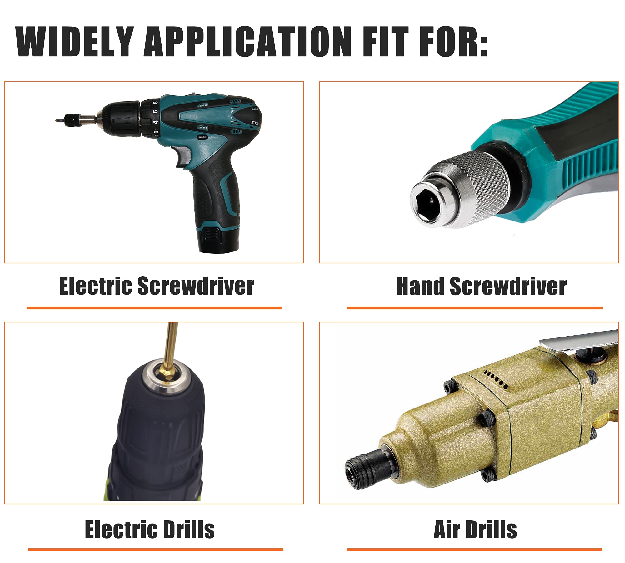 HOPLEX RC Hex Bit Set 1.5 2.0 2.5 3.0mm Hex Head Allen Wrench S2 Steel Titanium Hexagon Screwdriver Tool Kit 1/4" Hex Shank 3.9" Long for Bit Electric Screwgun/Power Drill RC Repair Working