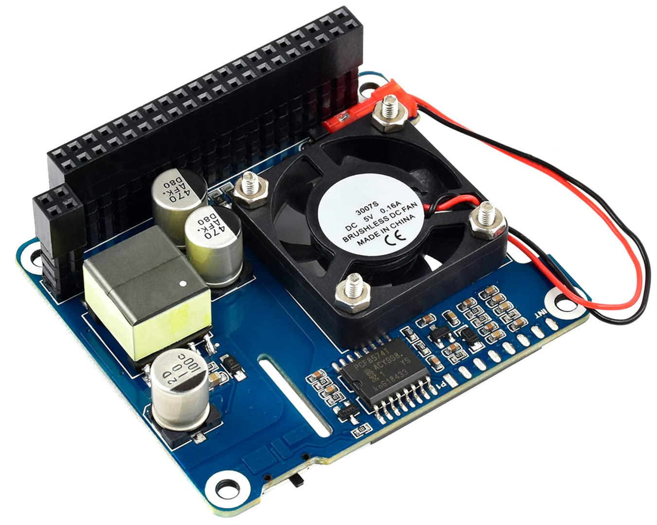 Power Over Ethernet HAT (B) for Raspberry Pi 3 Model B+ / Raspberry Pi 4 Model B, PoE HAT Board with 0.91" OLED and Cooling Fan, Support 802.3af PoE Network Power-Sourcing Equipment Required