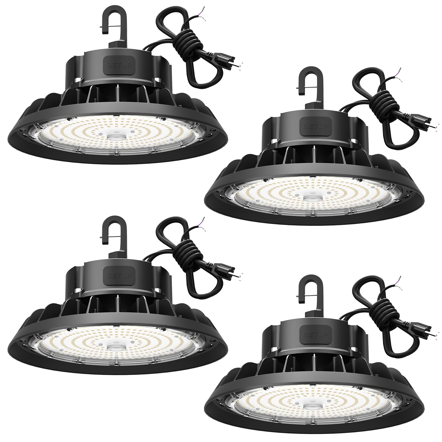 LED High Bay Shop Light 100W 15000LM Super Bright High Bay Lights 5000K, 0-10V Dimmable,US Plug 5' Cable, 100-277V for Garage Barn Warehouse(2 Pack)