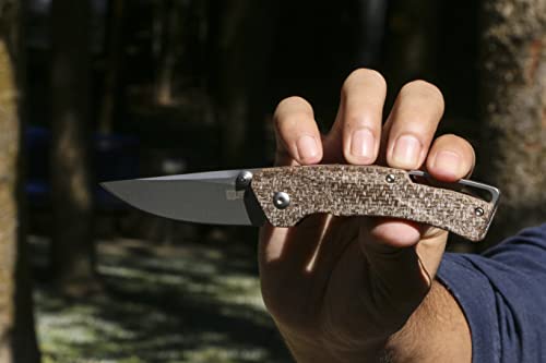 JIN D2 Folding Knife Mens Pocket Knife, EDC Knives with Liner Lock Ball Bearing Flipper Knife, Micarta Handle