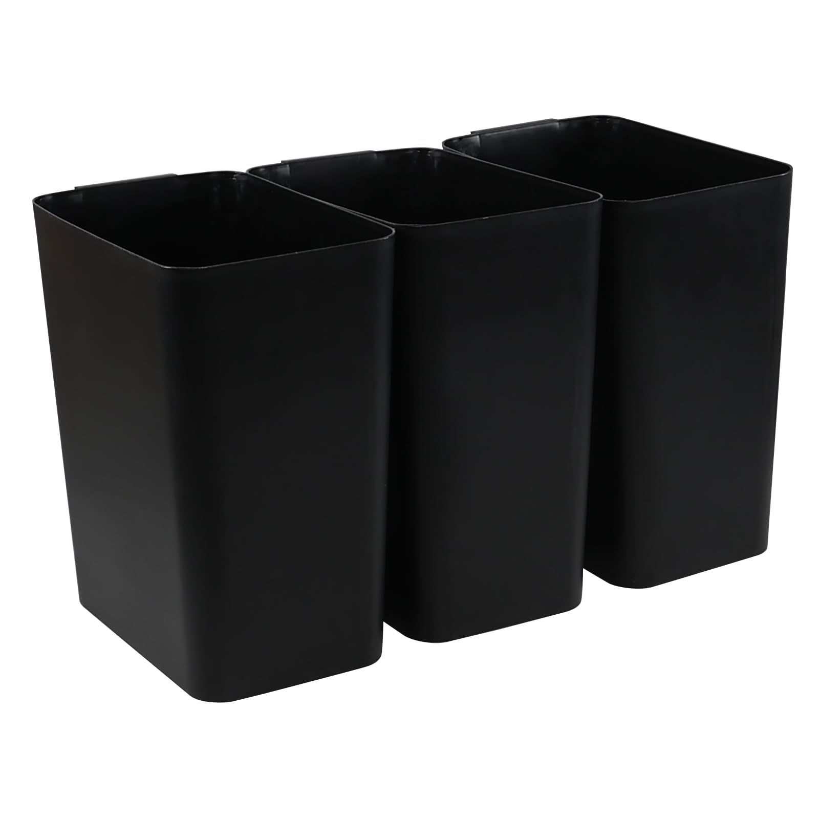 Leendines 3-Pack 4.5 Gallon Plastic Open-Top Trash Can, Black Garbage Can Wasterbasket