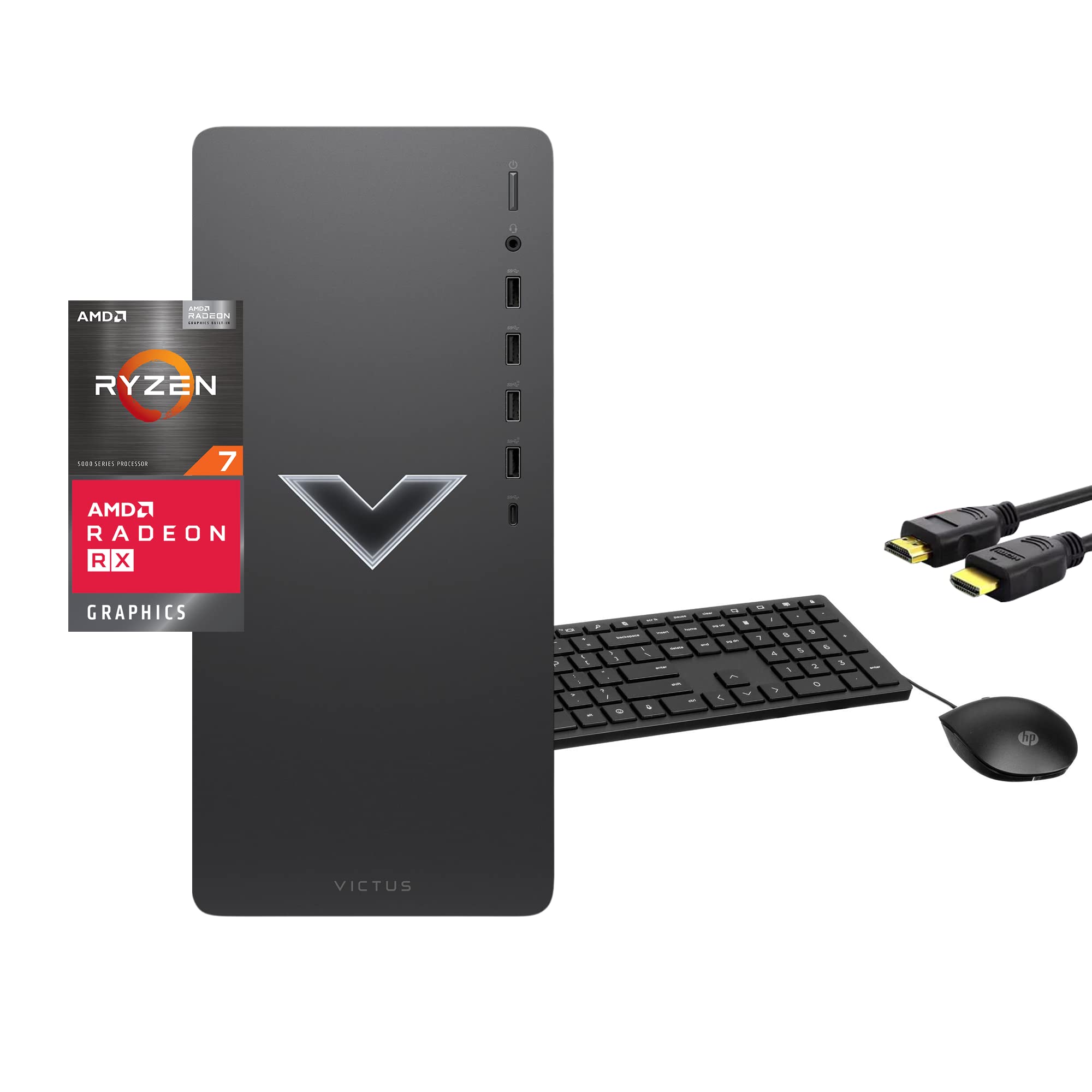 HP Victus 15L PC Gaming Desktop, AMD Ryzen 7 5700G Processor(8 cores,16 Threads), 32 GB RAM, 2 TB SSD, Radeon RX 6600XT Graphics(8 GB GDDR6), WiFi 6, Bluetooth, USB-C, DiplayPort, Windows 11 Home