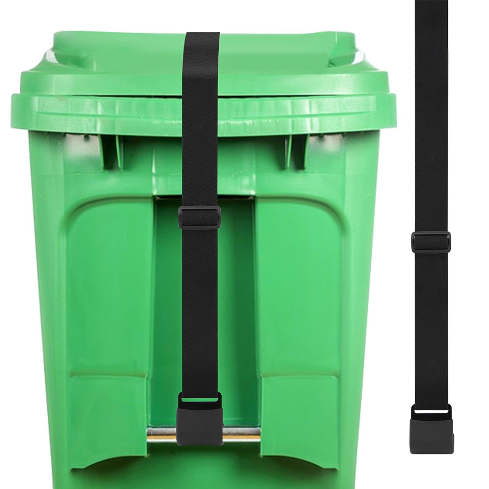 JIANWEI Trash Can Lock, Universal Garbage Can Lock for Animal, Adjustable Trash Can Lid Strap, for Outside Use to Prevent Raccoon and Wind from Tipping Over Trash Bin(black)