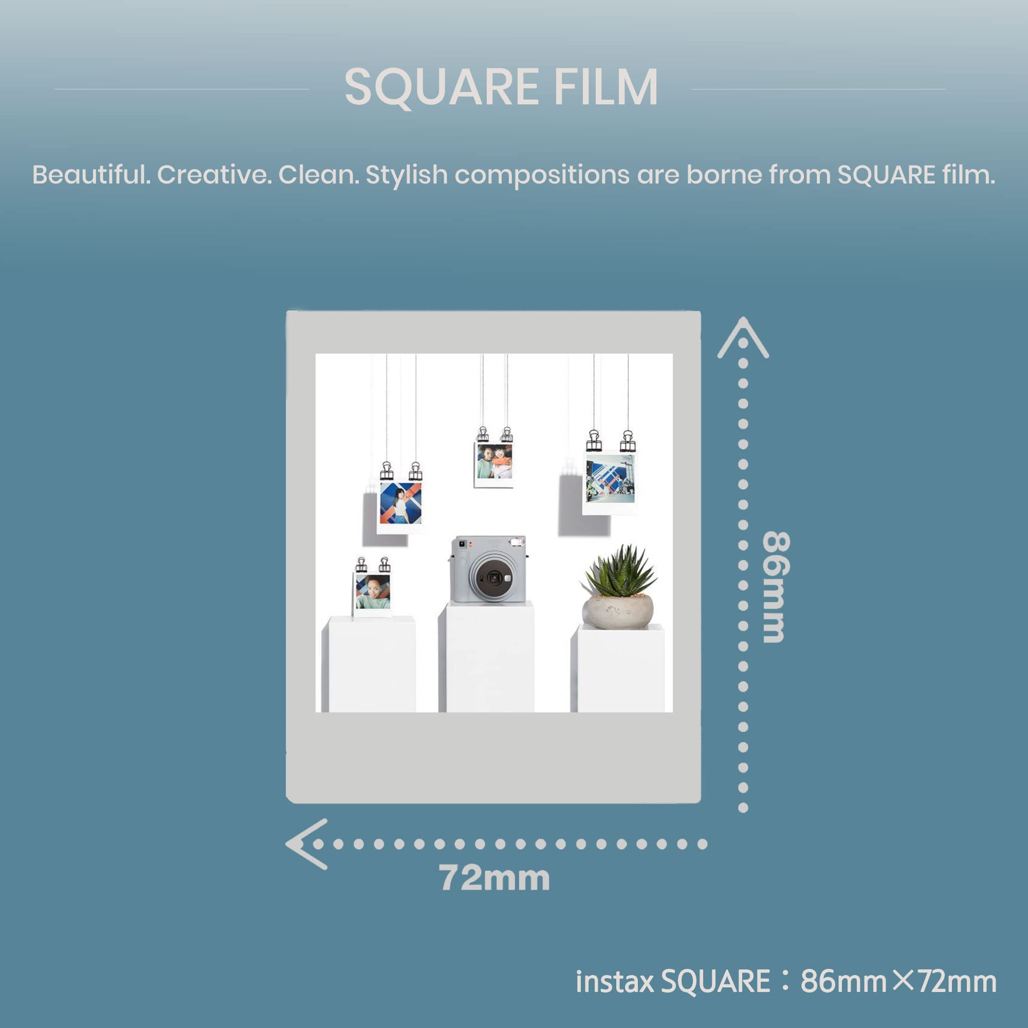 Fujifilm Instax Square SQ1 Glacier Blue Instant Camera + Fuji Instax Square Instant Film + Accessory Bundle