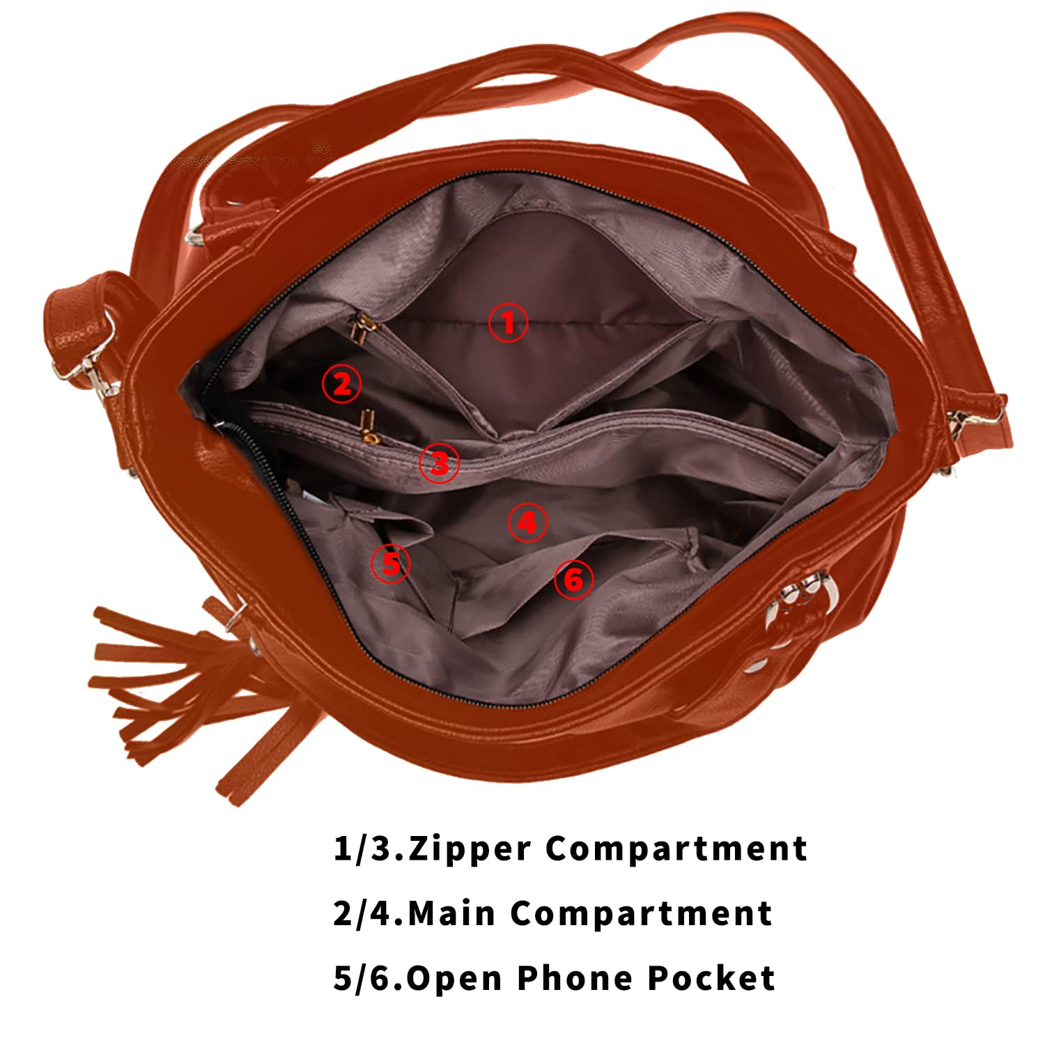 JEVIYO Brown Handle Bag for Work With Pockets Office Lady Womens School Handbags