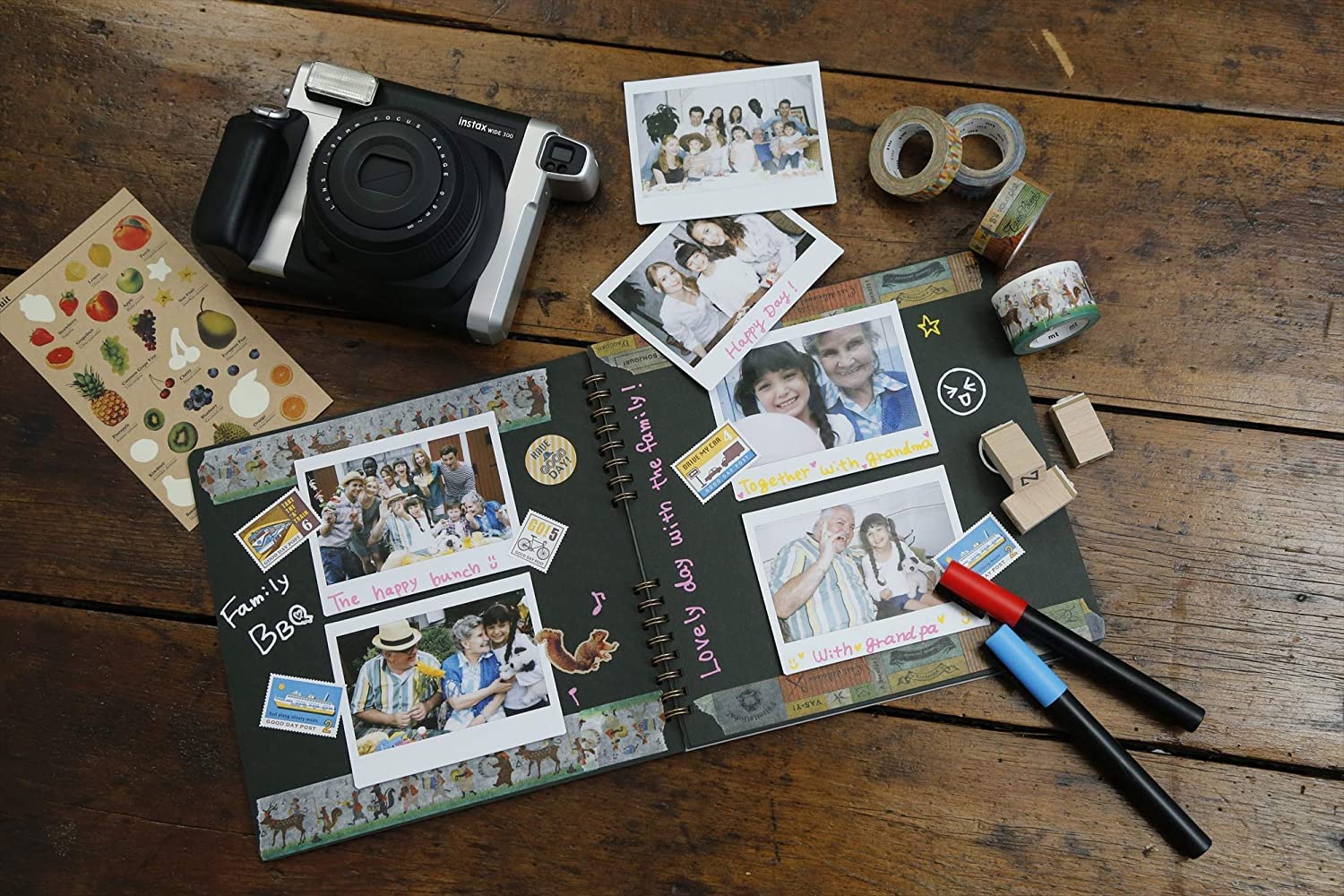 Fujifilm Instax Wide 300 Instant Film Camera (Black) Bundle with Fujifilm Instax Film Pack (White, 20 Shoots) + Carrying Bag + Camera Cleaning Kit + More