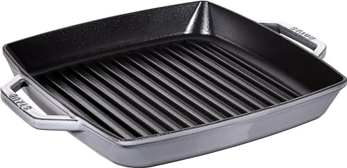 staub 40511-684 Pure Grill Square, Gray, 11.0 inches (28 cm) Grill Pan, Both Hands, Casting, Enamel, Induction Compatible, Japanese Authentic Product