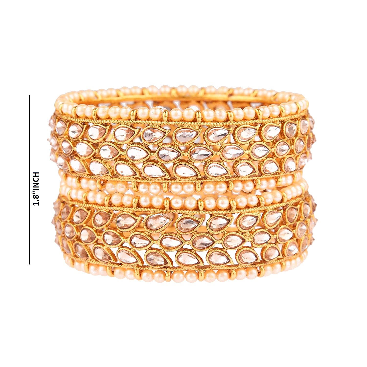Efulgenz Indian Bangles for Women Crystal Bangles Set Pearl Bangles Gold Indian Bangles Traditional Indian Bangles Women Bangles Indian Bridal Bangle Set Indian Wedding Bangles